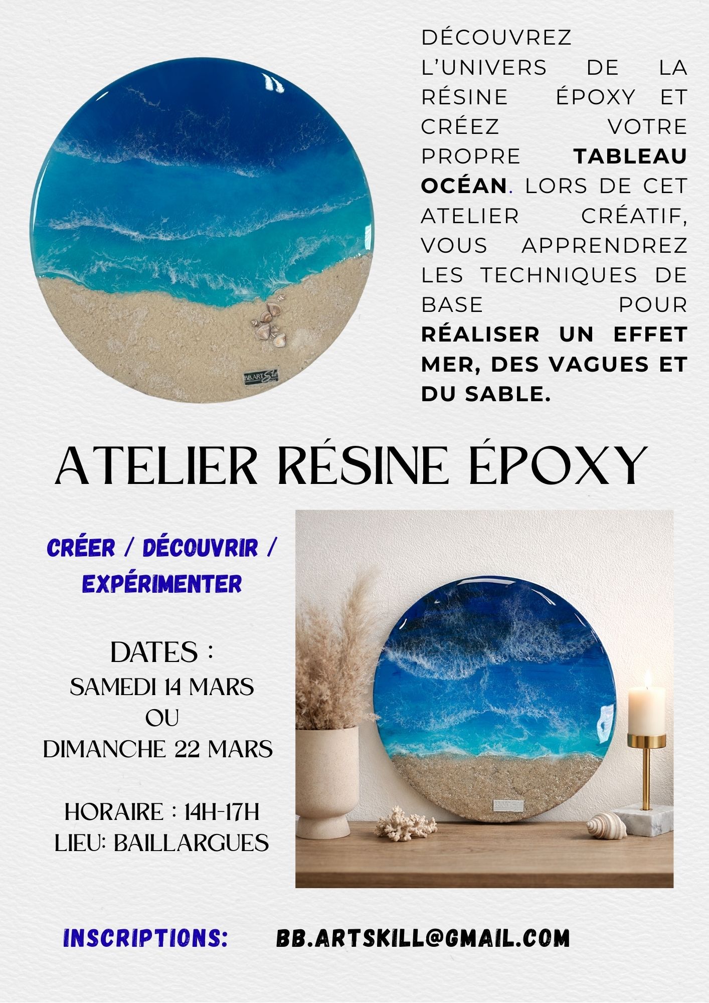 Atelier créatif - Résine époxy: création d'un tableau océan - Artistes ...